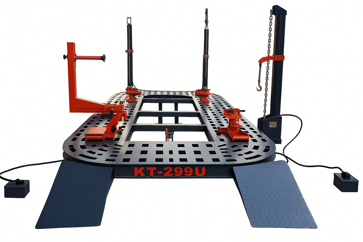 Katool KT-299U Auto Body Frame Machine – 10-Ton, 20ft, 360° Towers – Garage Supply Guys